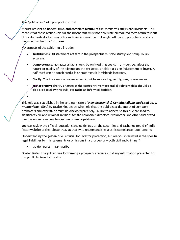 Golden Rule of Prospectus | PDF