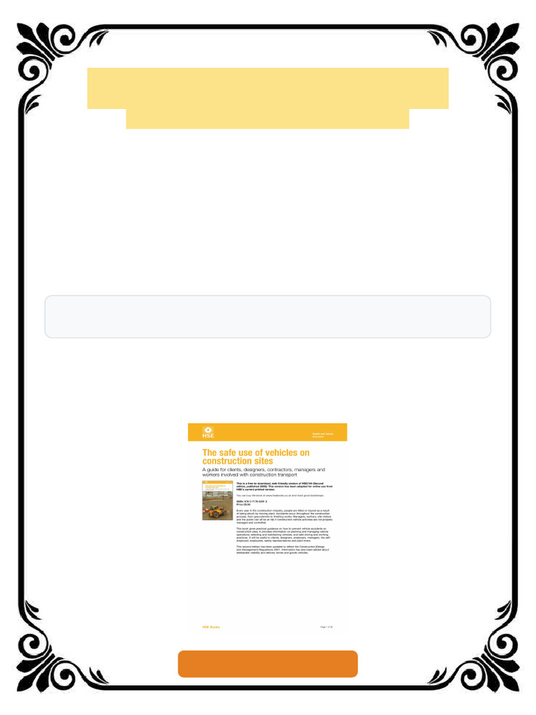safe use of vehicles on construction sites 2nd ed., 2009 Edition Aaron ...