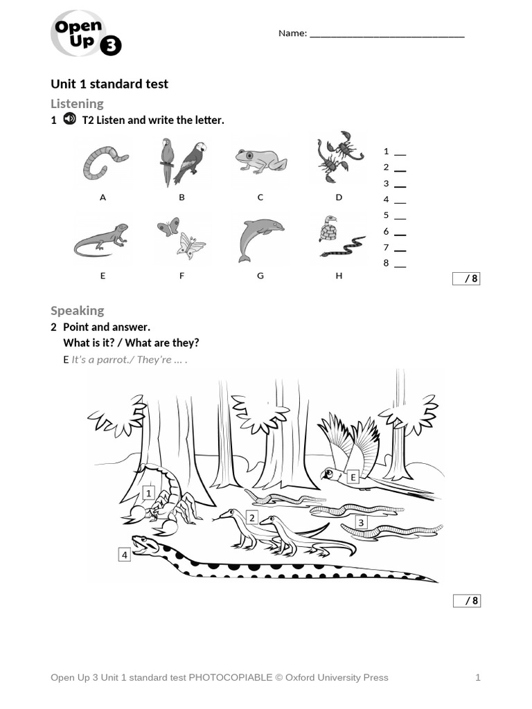 Unit 1 Standard Test for Listening & Reading | PDF