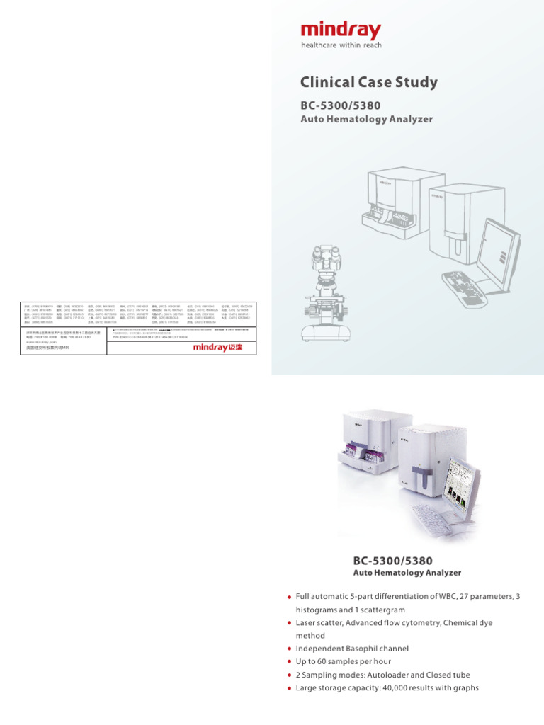 Mindray BC-5300/5380 Analyzer Overview | PDF | White Blood Cell | Anemia