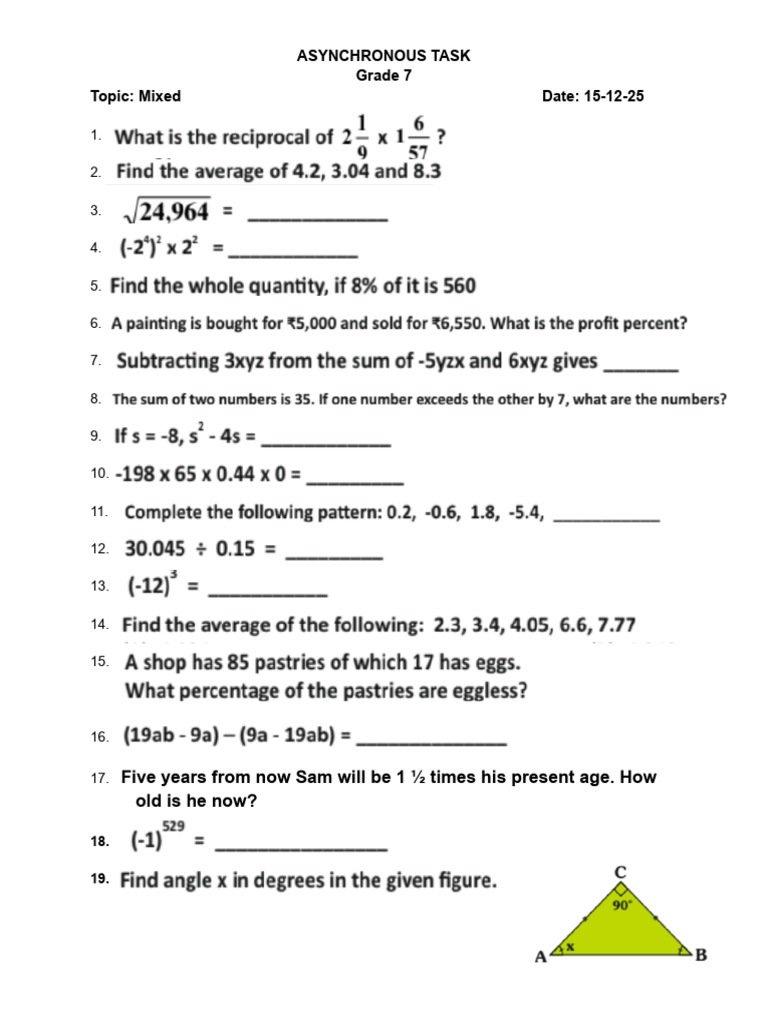 Asynchronous Task - Grade 7 | PDF