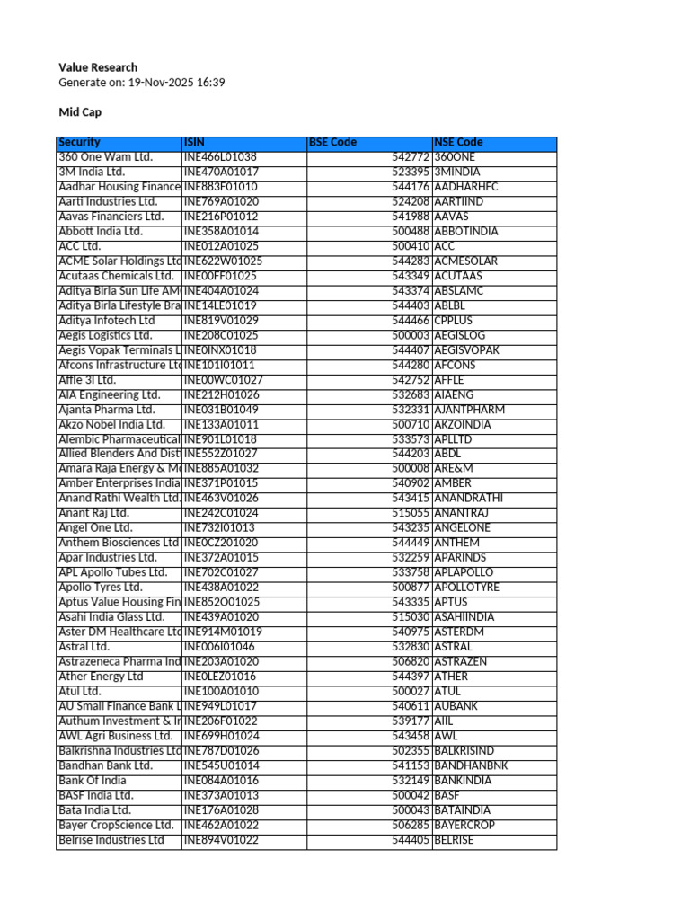 Mid Cap Value Research Report 2025 | PDF | Natural Gas