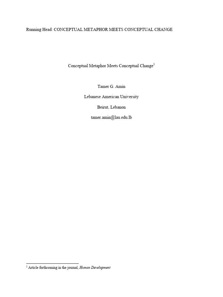 Conceptual Metaphor Meets Conceptual Change | PDF | Concept | Metaphor