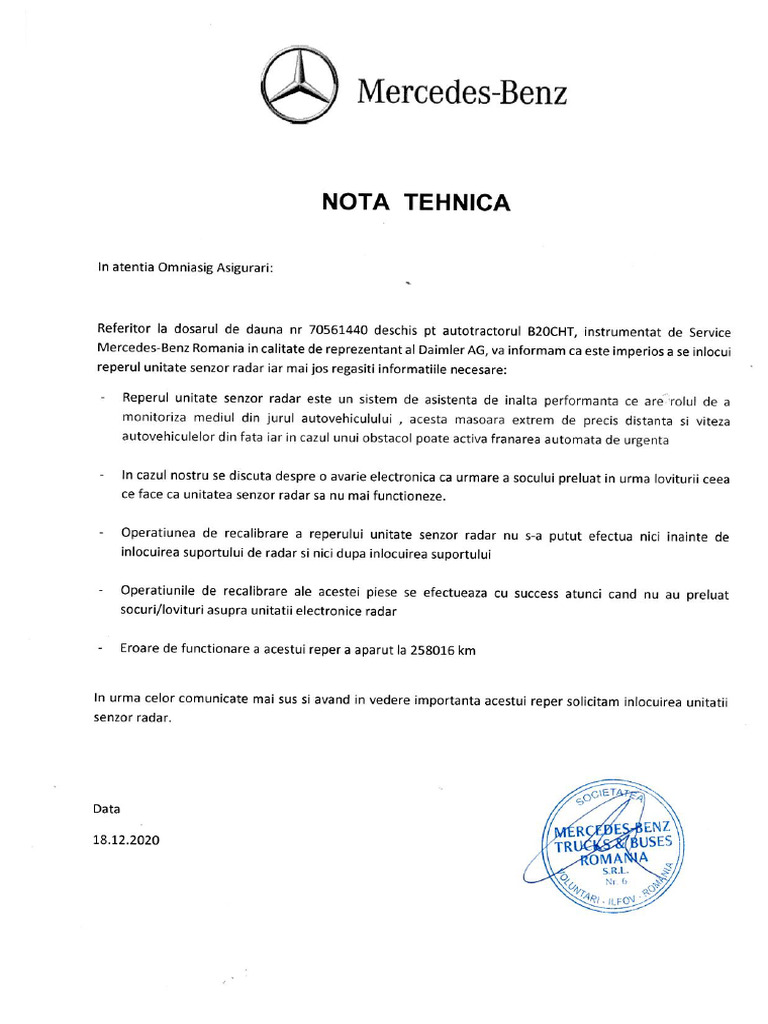 Nota Tehnica Unitate Radar | PDF