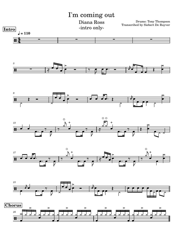 Tony Thompson Drum Transcription | PDF | Songs Written | Song ...