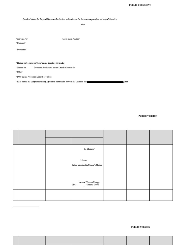 Canada’s Document Request Schedule | PDF | Limited Liability Company ...