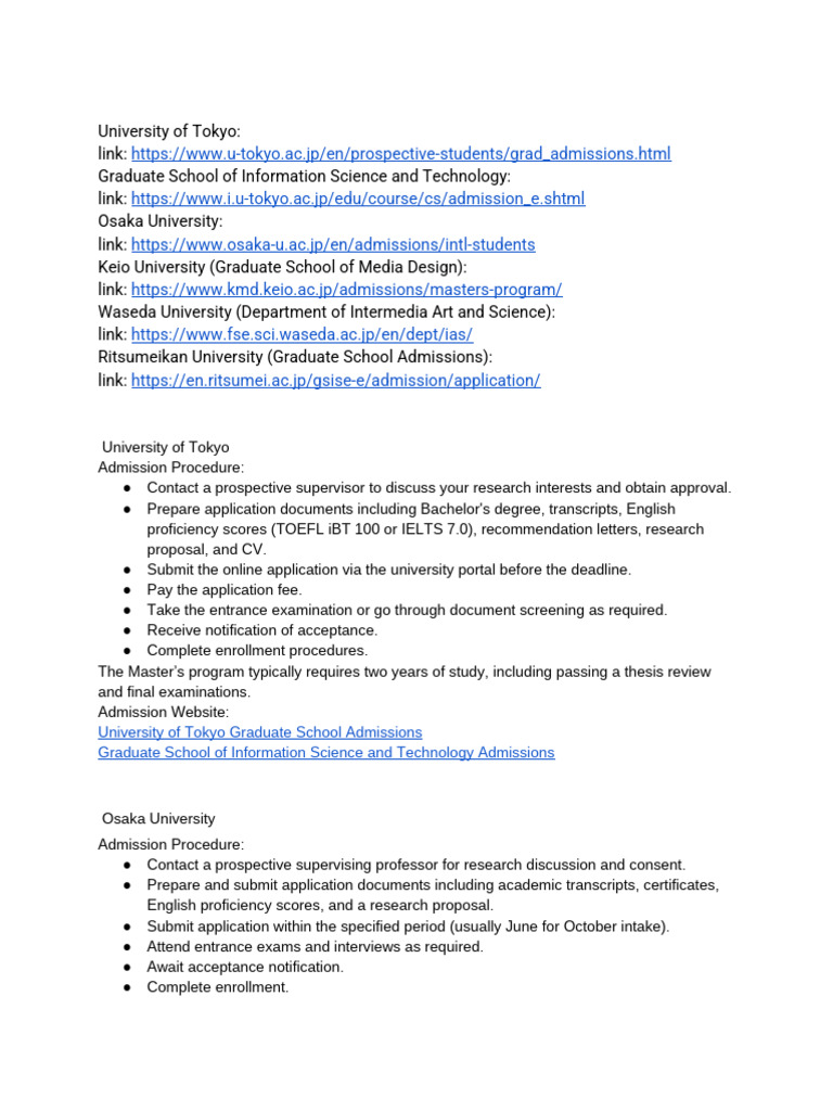 Japan Graduate School Admission Guide | PDF | University And College ...