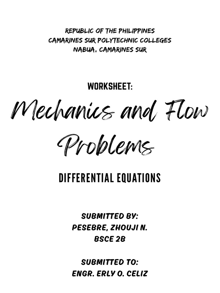 Differential Equations Worksheet - BSCE 2B | PDF
