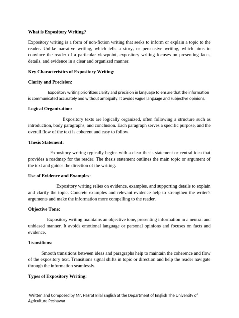 Understanding Expository Writing Basics | PDF | Human Communication ...