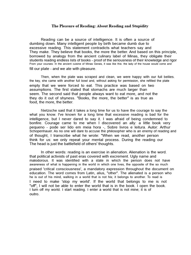 The Dangers of Excessive Reading | PDF | Thought