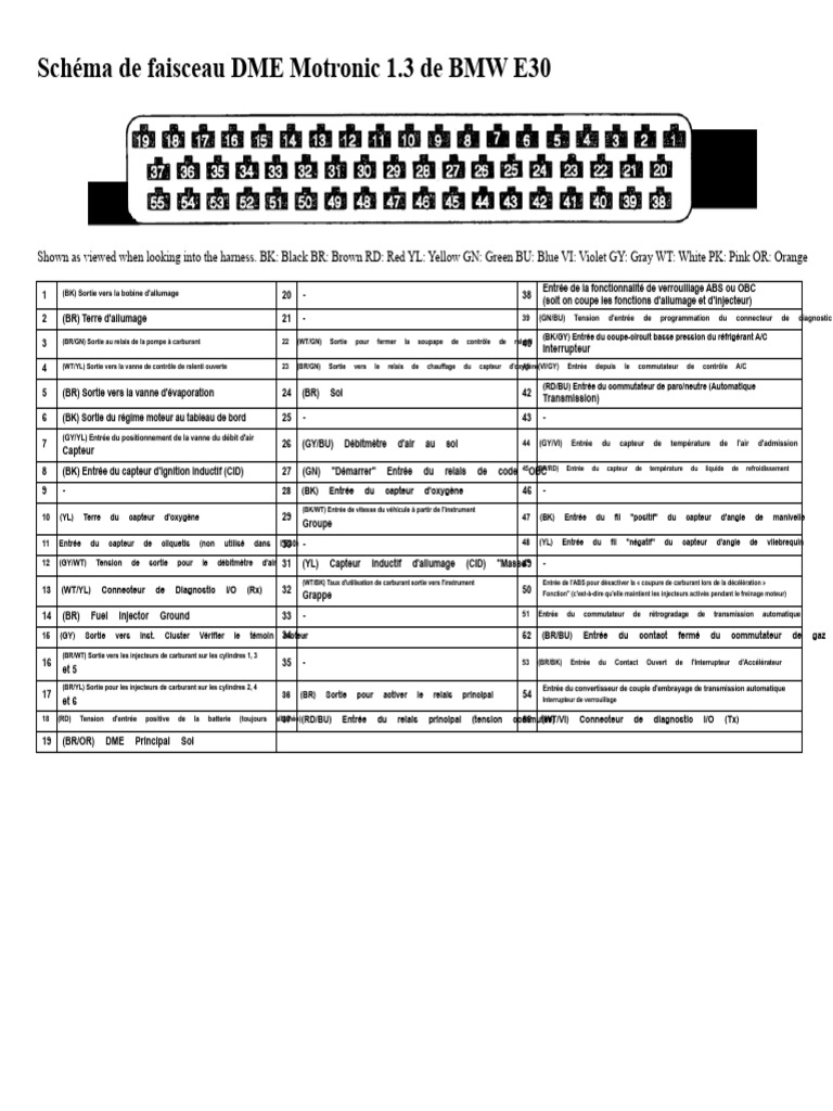 E30 DME Brochure Pinout PDF | PDF | Allumage | Injection (moteur)