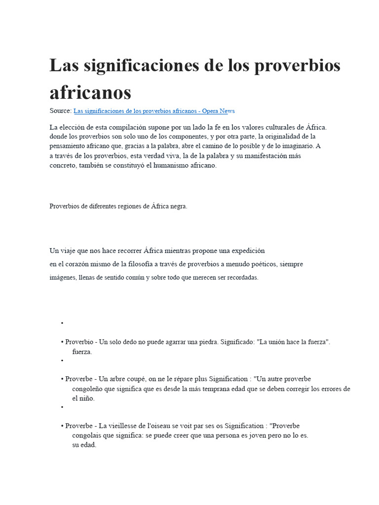 Significados de Proverbios Africanos | PDF | África
