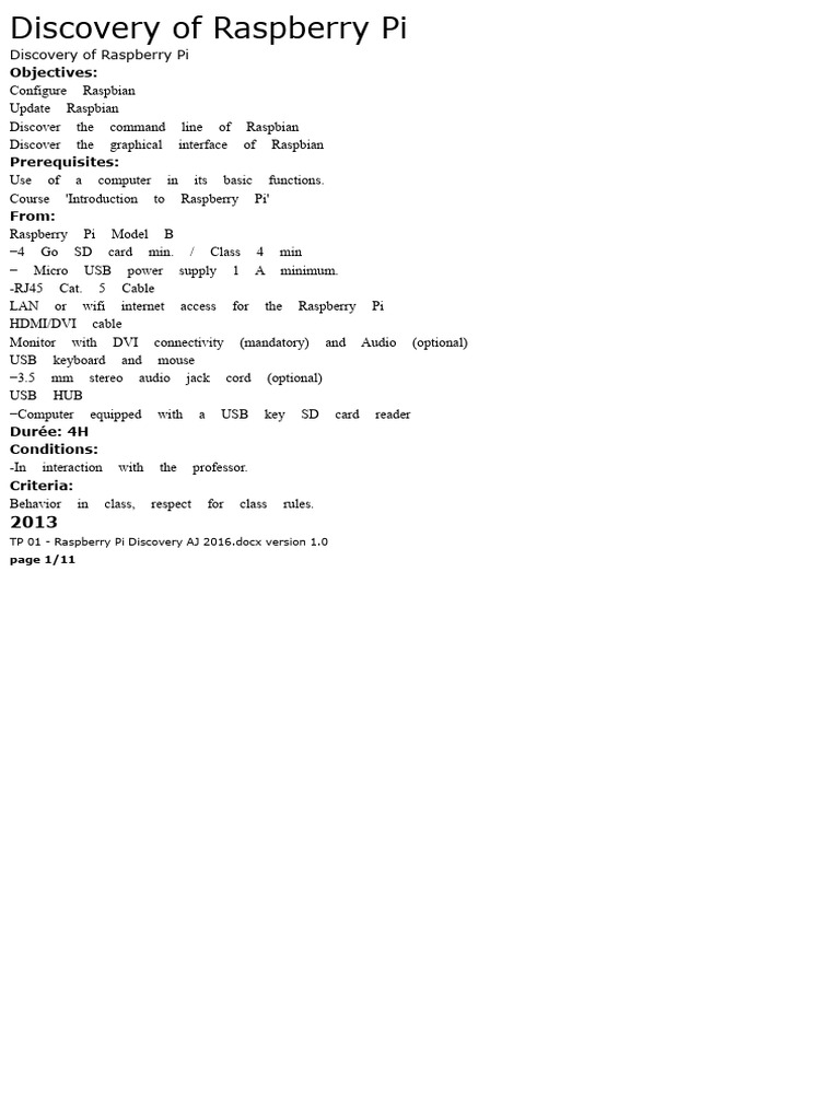 TP Discovery of The Raspberry Pi | PDF | Desktop Environment | Computing