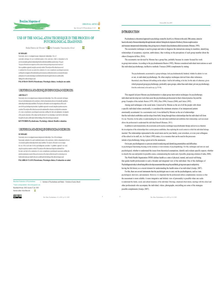Social Atom in Psychodiagnostic Process | PDF | Psychology | Psychotherapy