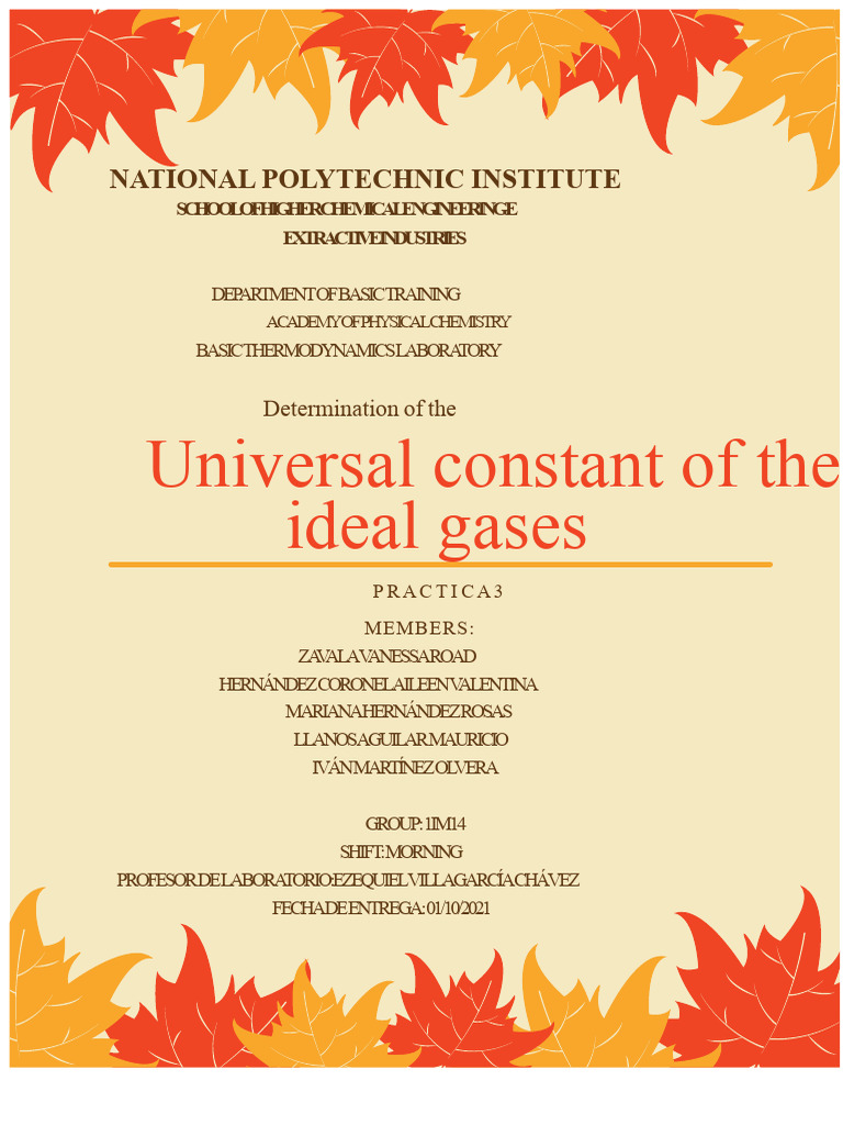 Practice 3 - Determination of The Universal Constant of Ideal Gases ...