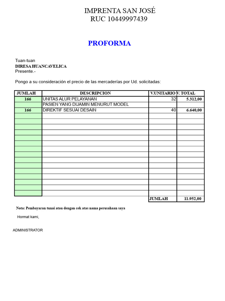 MODEL PROFORMA keysi soto.xls | PDF