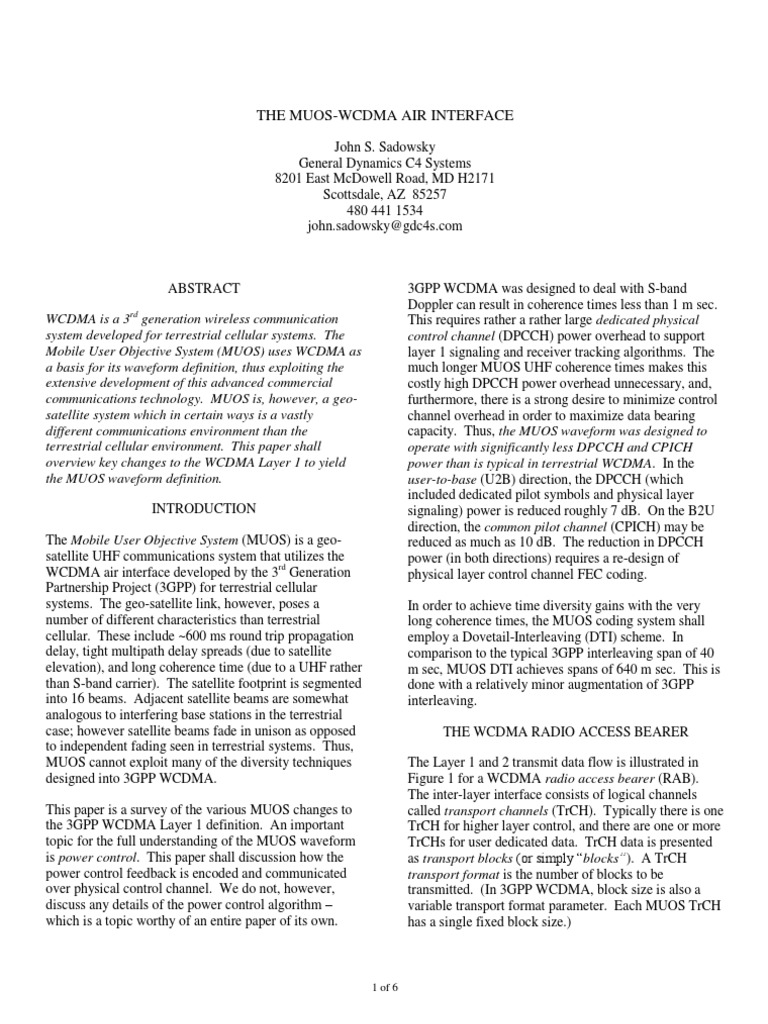 MUOS-WCDMA Interface Overview | PDF | Forward Error Correction | Modulation