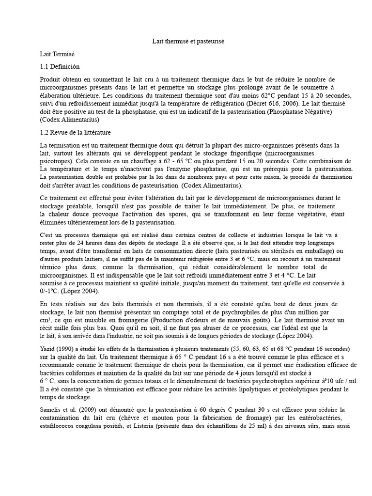 Lait thermisé vs pasteurisé : différences clés | PDF | Fromage