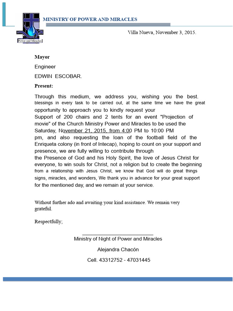 Letter of Request For Chairs | PDF