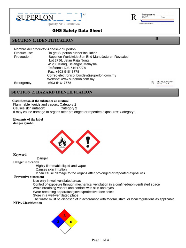 NBR Insulation GHS Safety Data Sheet | PDF | Firefighting | Solubility