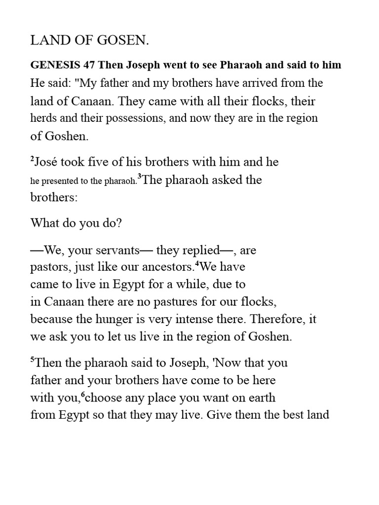 Understanding the Land of Goshen | PDF | Jacob | The Exodus