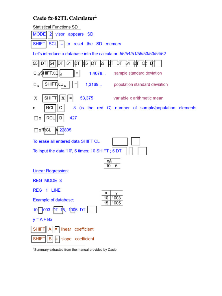 Statistical Functions for Casio & Sharp Calculators | PDF | Mean ...