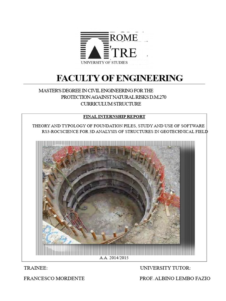 Civil Engineering Internship Report on Foundation Piles | PDF ...