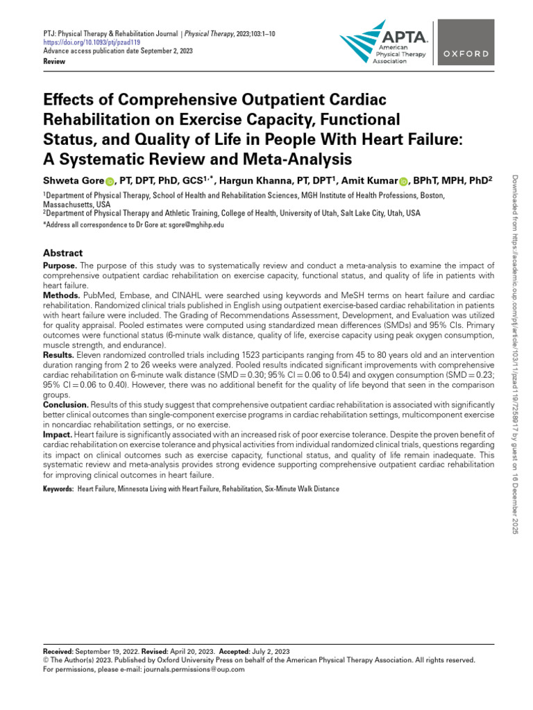 Cardiac Rehab's Impact on Heart Failure Outcomes | PDF | Physical ...