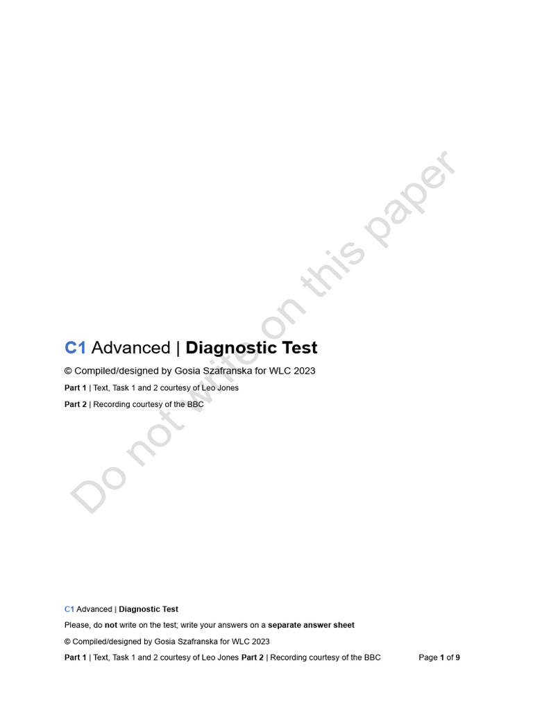C1 Advanced Diagnostic Test Guide | PDF | Charlie Chaplin