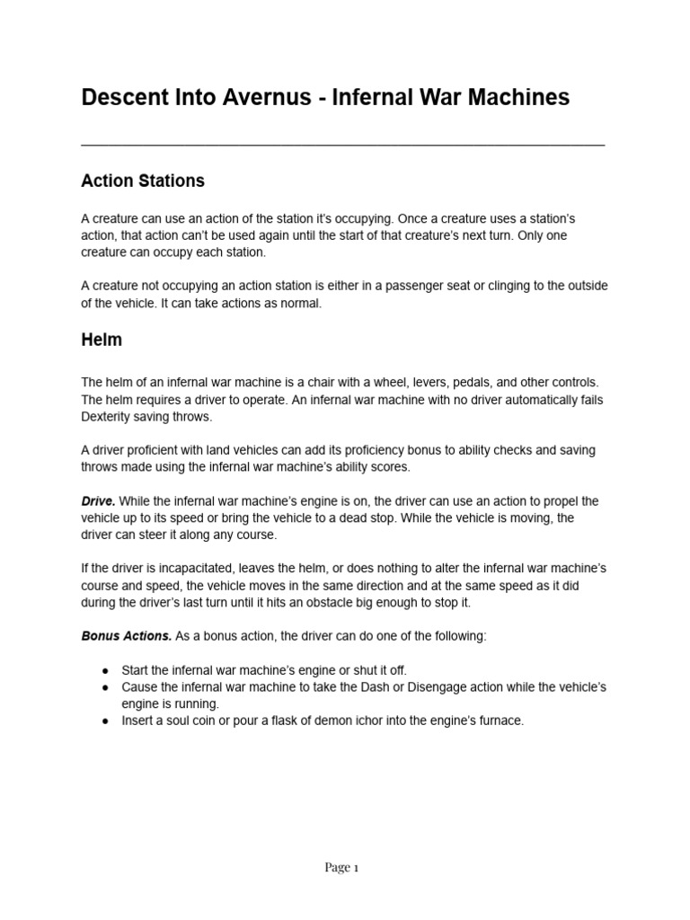 Infernal War Machines in Avernus Guide | PDF