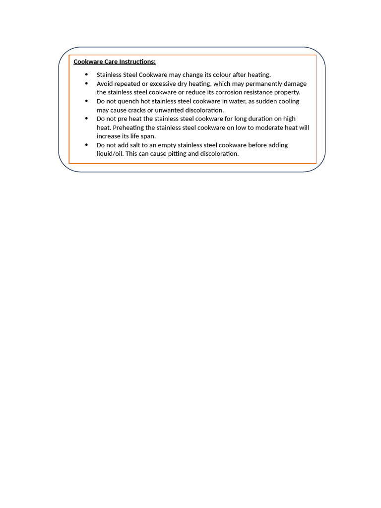 Stainless Steel Cookware Care Tips | PDF