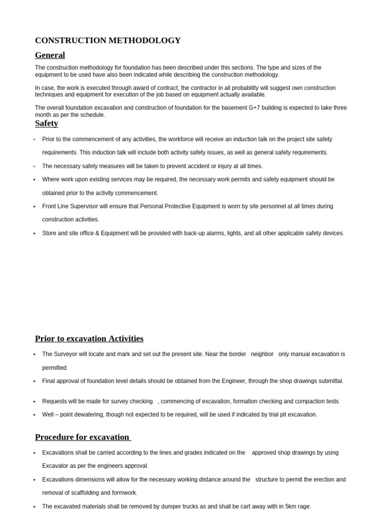 Foundation Construction Methodology Guide | PDF