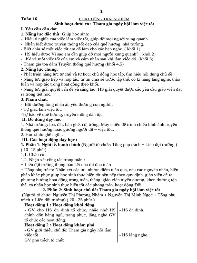 SHDC TUẦN 16 | PDF