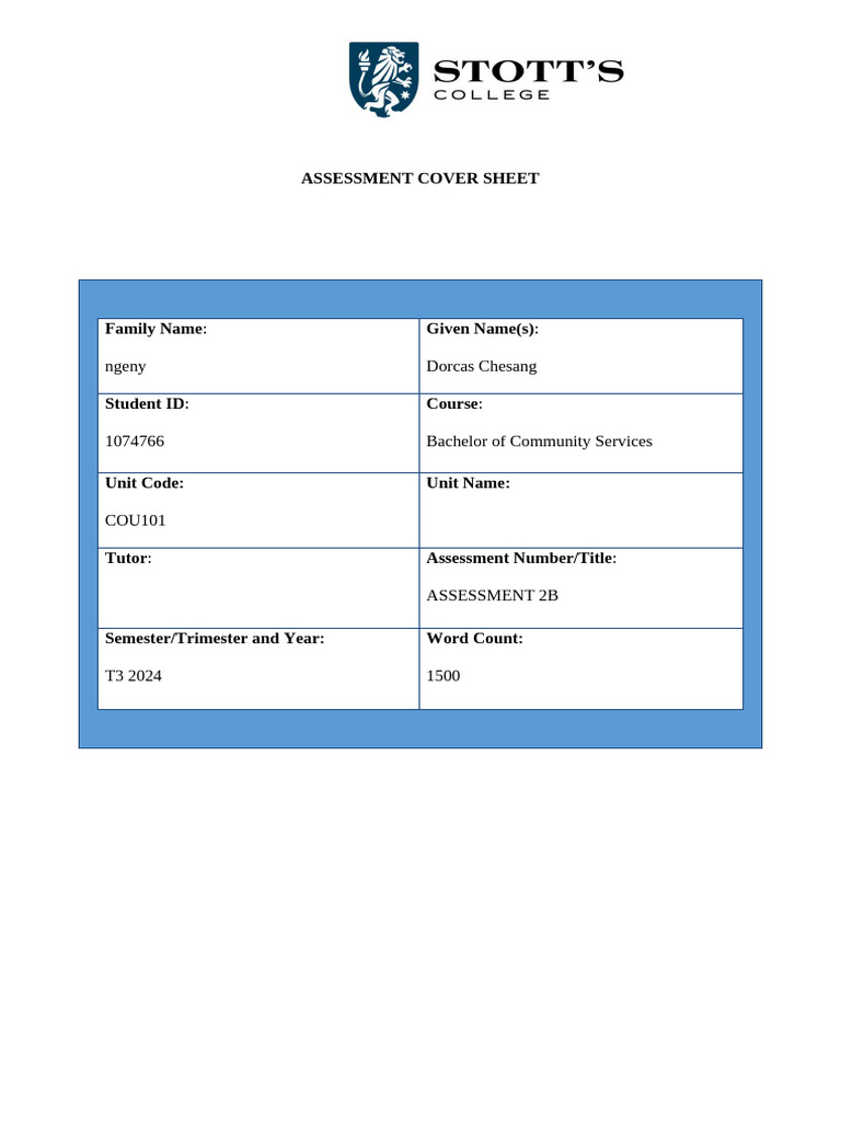 COU101 Assessment 2B Reflective Essay | PDF | Goal | Psychological Trauma