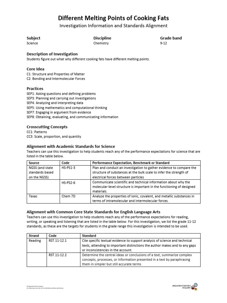 Different Melting Points For Cooking Fats (HS) - Standards | PDF ...
