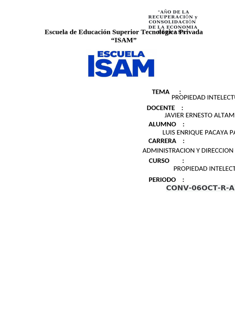 Escuela de Educación Superior Tecnológica Privada "ISAM" | PDF ...
