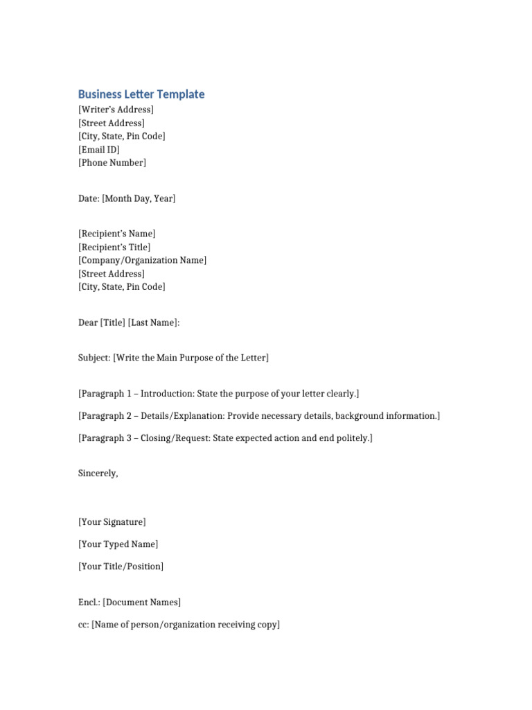 Business Letter Template | PDF