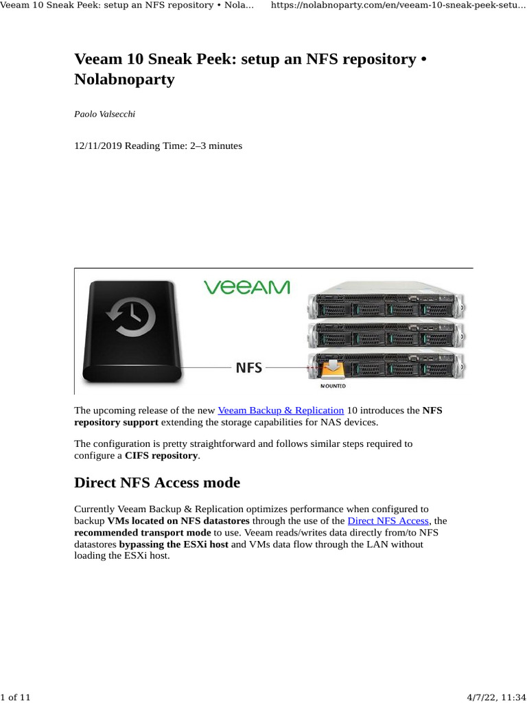 Veeam 10 NFS Repository Setup Guide | PDF | Virtual Machine | Backup