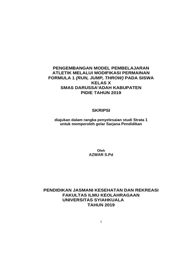 Pengembangan Model Pembelajaran Atletik Melalui Modifikasi Permainan ...