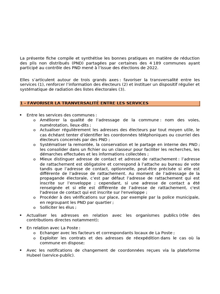Bonnes pratiques pour réduire les PND | PDF | Vote | Gouvernement