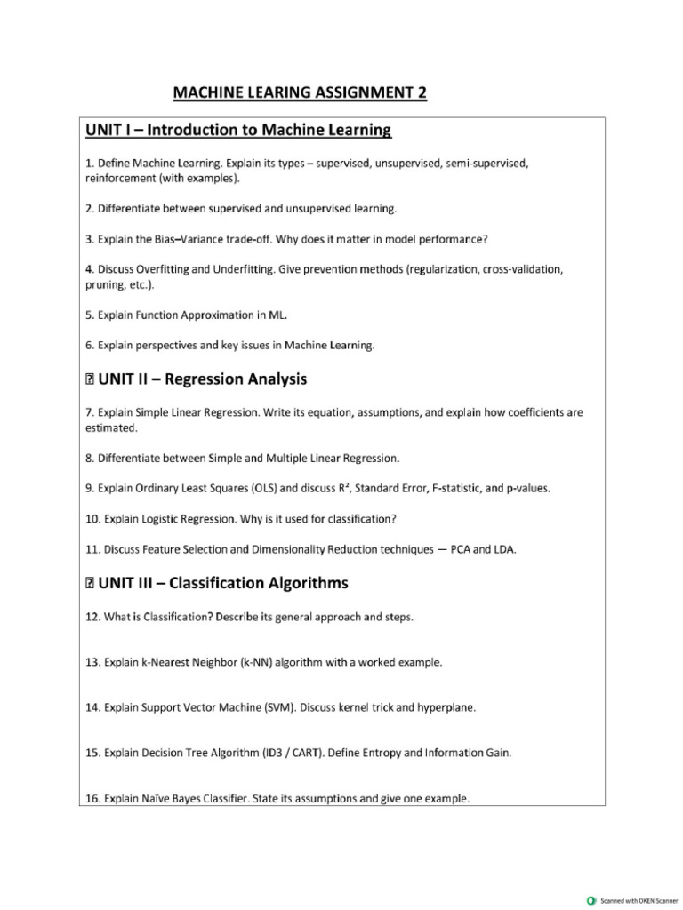 Machine Learing Assignment 2 | PDF