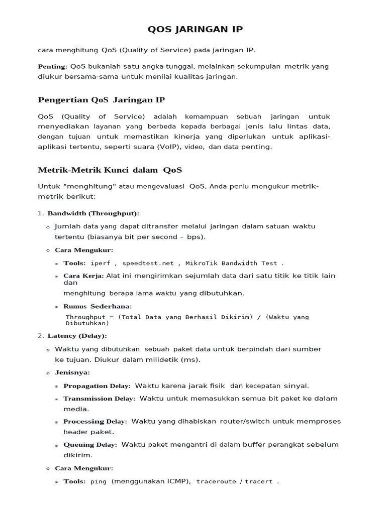 Mengukur QoS Jaringan IP Secara Efektif | PDF
