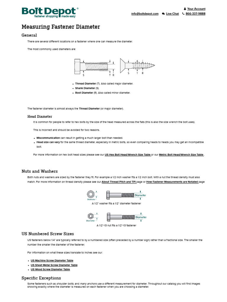 Measuring Fastener Diameters Guide | PDF | Screw | Machining