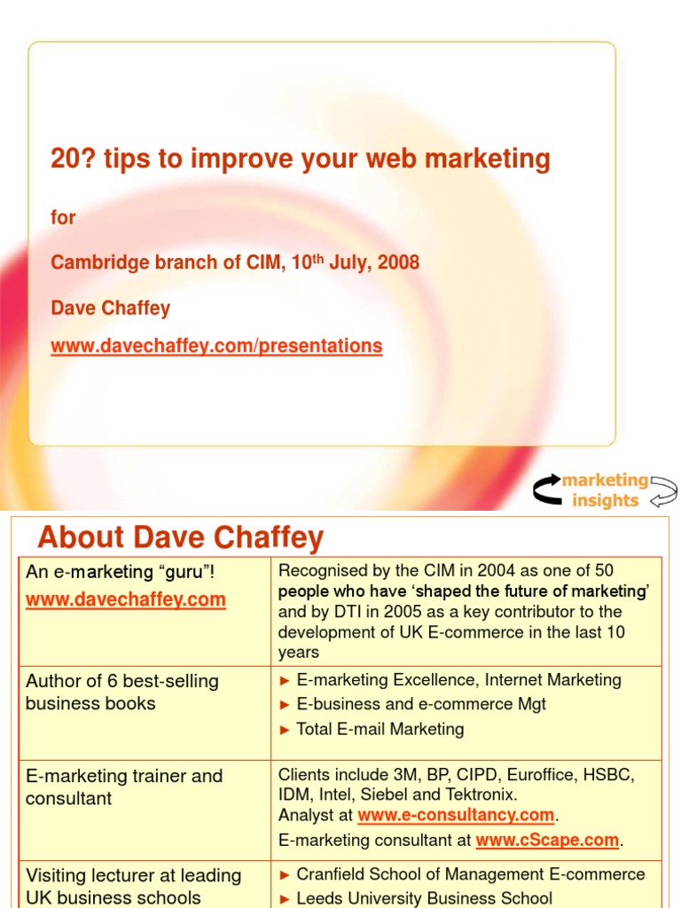 2008 Dave Chaffey Digital Marketing Cim Cambridge 1215636221993520 8 ...