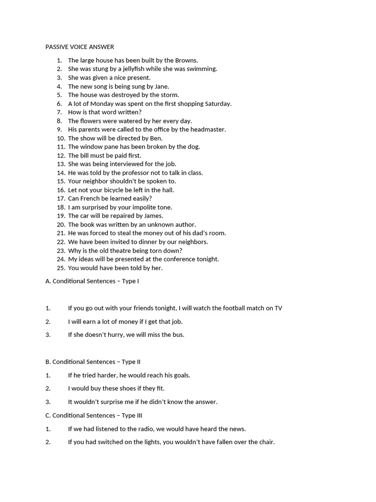 Passive Voice and Conditional Sentences | PDF