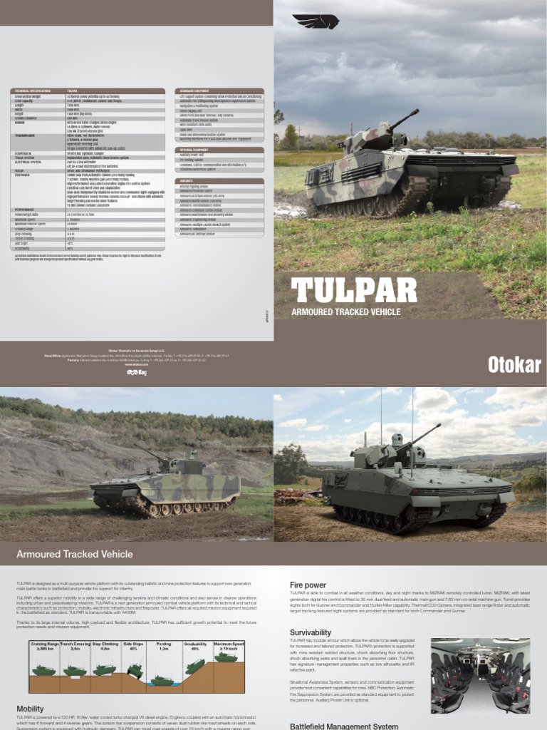 Tulpar Armored Fighting Vehicle - Otokar Brochure PDF | PDF | Tanks ...