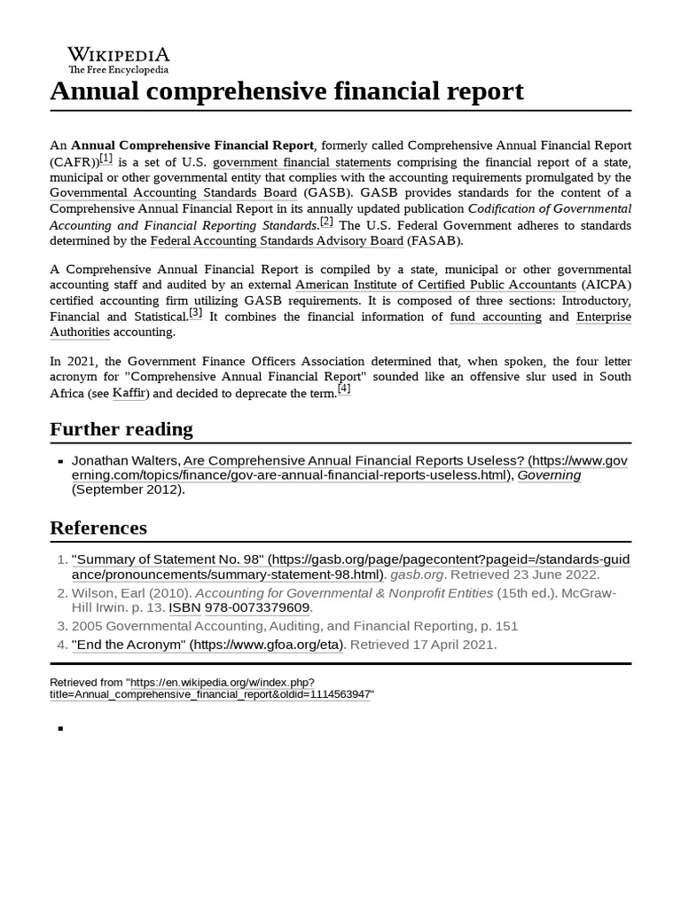 Annual Comprehensive Financial Report | PDF