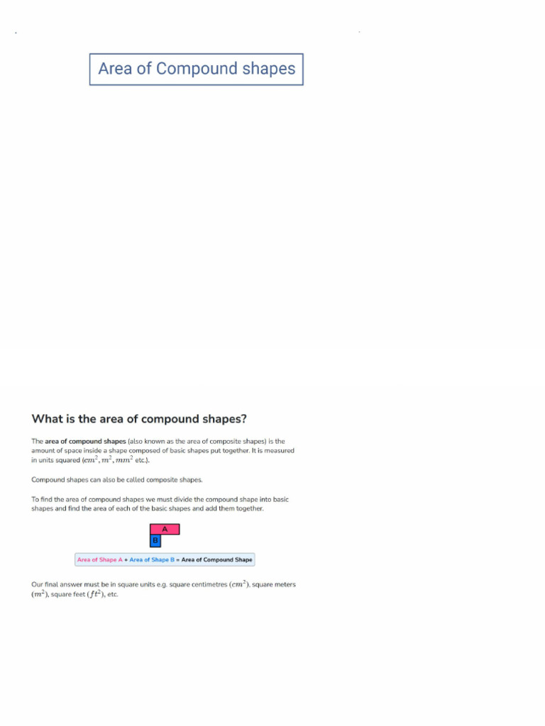 Wb-c-KS3 Math Y7 15.2 Area of Compound Shapes Area of Compound Shapes | PDF