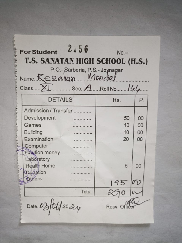Admission Receipt | PDF