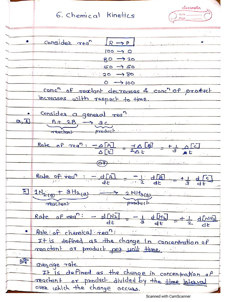 Chemical Kinetics Theory Notes | PDF